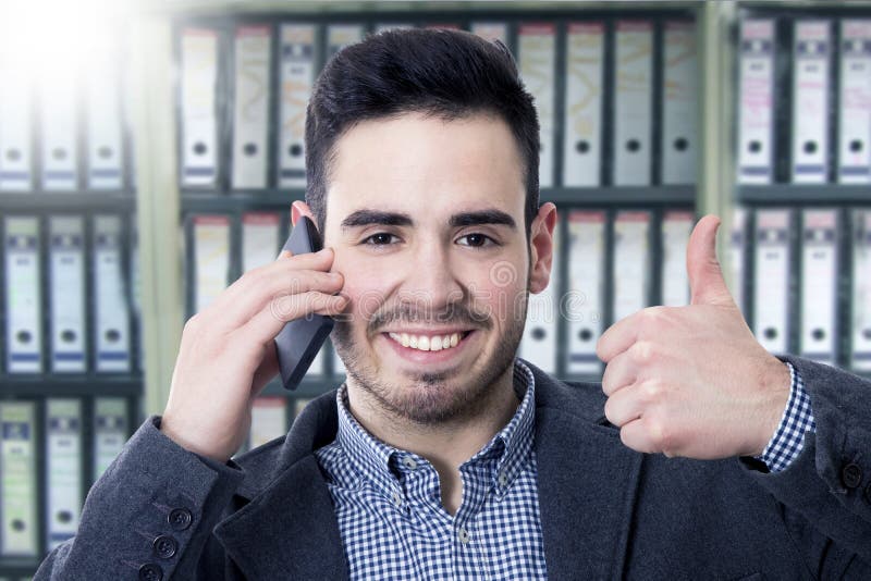 Talking on Mobile Phone at Ok Stock Photo - Image of corporation ...