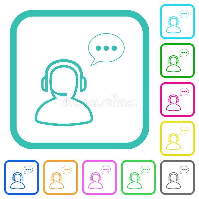 Talking Operator Active Outline Vivid Colored Flat Icons Stock Vector ...