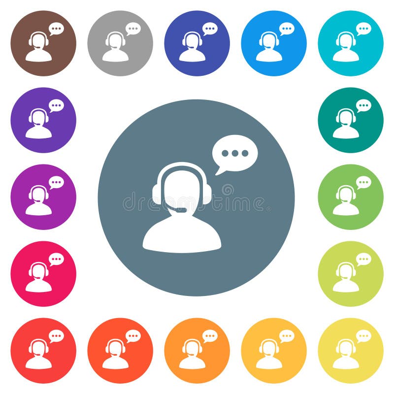 Talking Operator Active Solid Flat White Icons on Round Color ...