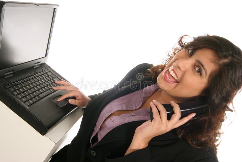 Talking over the phone stock image. Image of dame, brown - 368305