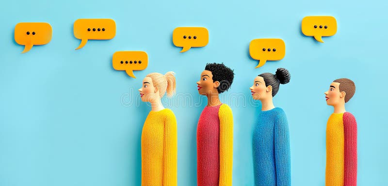 Talking People. Illustration with Copy Space and Speech Bubbles Stock ...