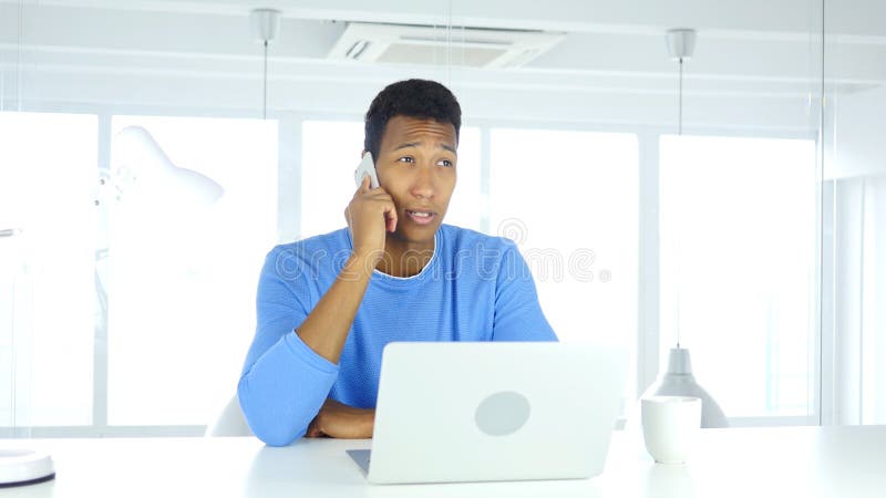 Talking on Phone, Attending Call at Work Stock Photo - Image of ...