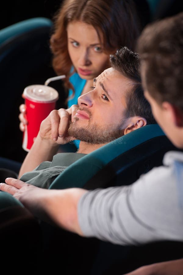 Talking at Phone in Cinema. Stock Photo - Image of behavior, caucasian ...