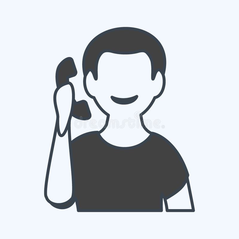 Talking on Phone Icon in Trendy Glyph Style Isolated on Soft Blue ...