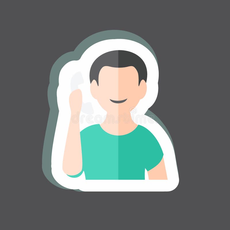 Talking on Phone Sticker in Trendy Isolated on Black Background Stock ...