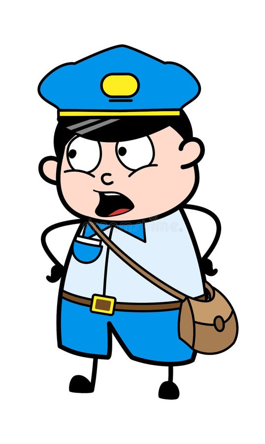 Talking Postal Worker with Hands on Waist Cartoon Stock Illustration ...