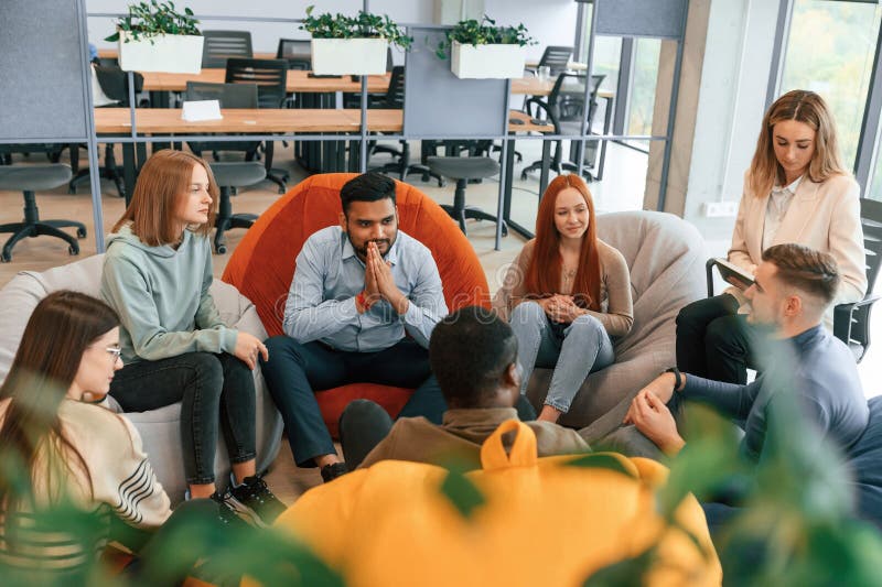 Talking about Problems. Group of People are Having Therapy Meeting ...