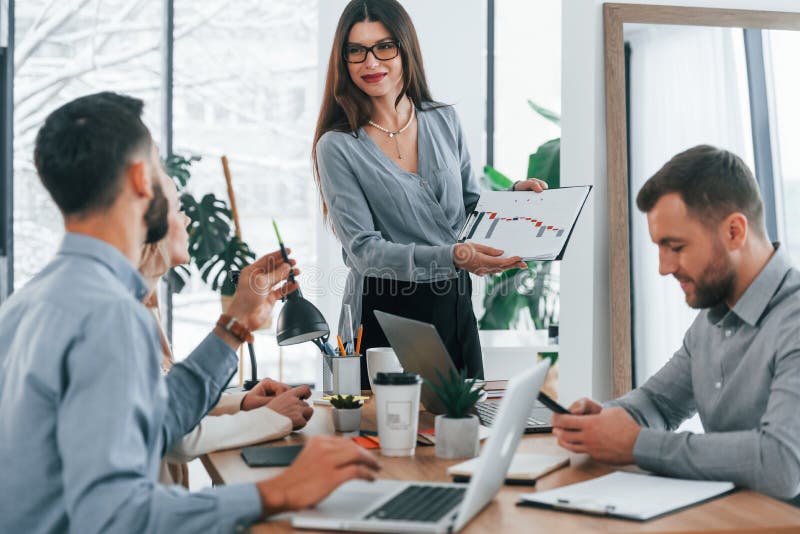 Talking about Project. Group of Business People that Working in the ...