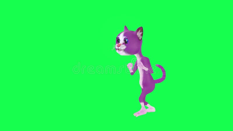Talking Purple Cat Gets Punched from Opposite Angle on Green Screen 3D ...