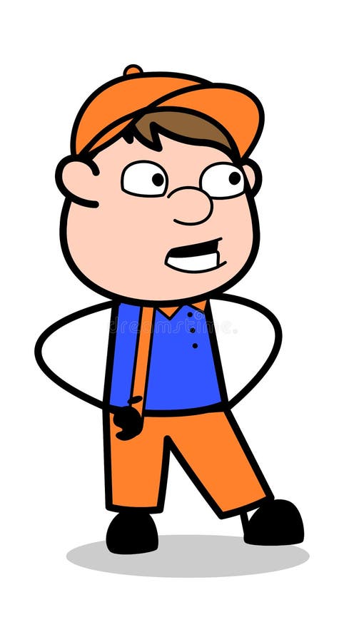 Talking - Retro Cartoon Carpenter Worker Vector Illustration Stock ...