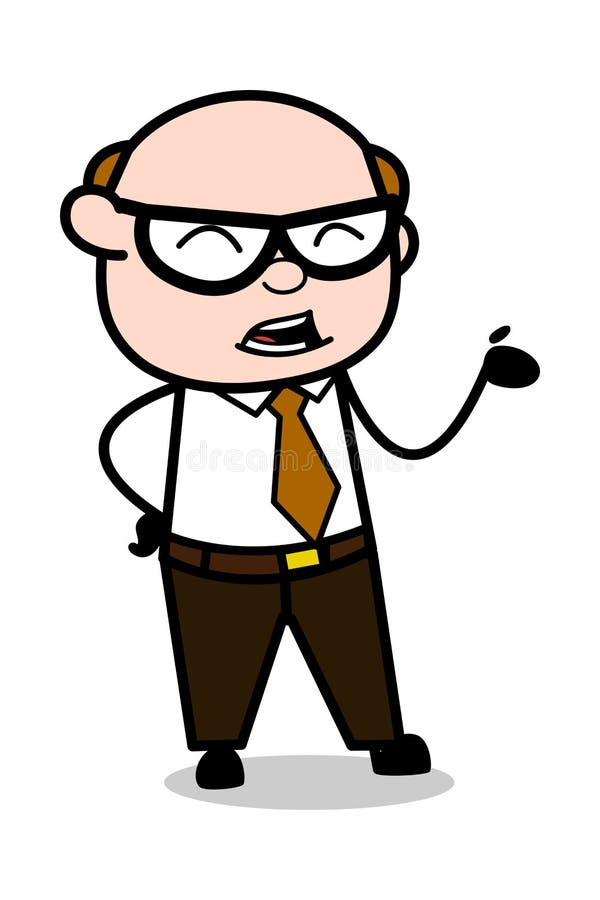 Talking - Retro Cartoon Office Old Boss Man Vector Illustration Stock ...