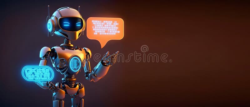 Talking Robot with Artificial Intelligence. Concept of Chatbot. AI ...