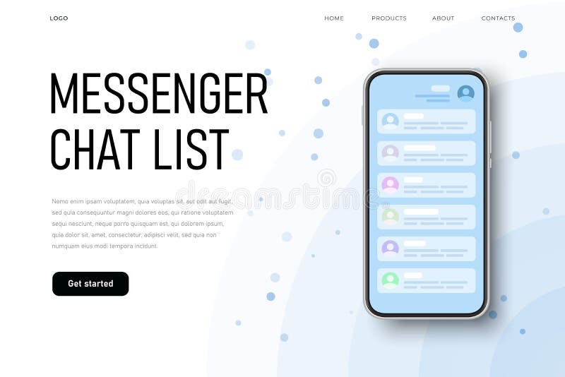 Talking Screen, Messenger Chat List with List of the Contacts. Stock ...