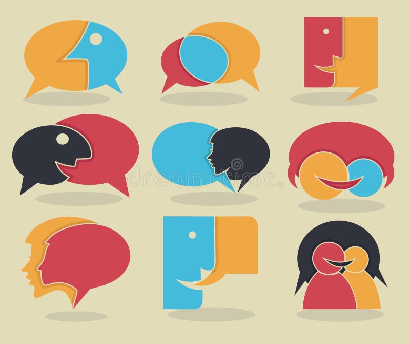 Talking, Speaking and Communication Icons Stock Vector - Illustration ...