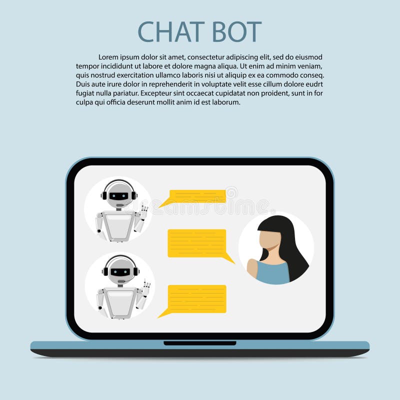 Talking To a Chatbot Online on Laptop Computer. Communication with a ...