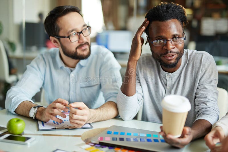 Talking to colleague stock image. Image of consulting - 69829031