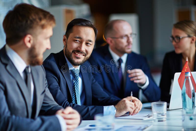 Talking to partner stock image. Image of discussing, intercultural ...