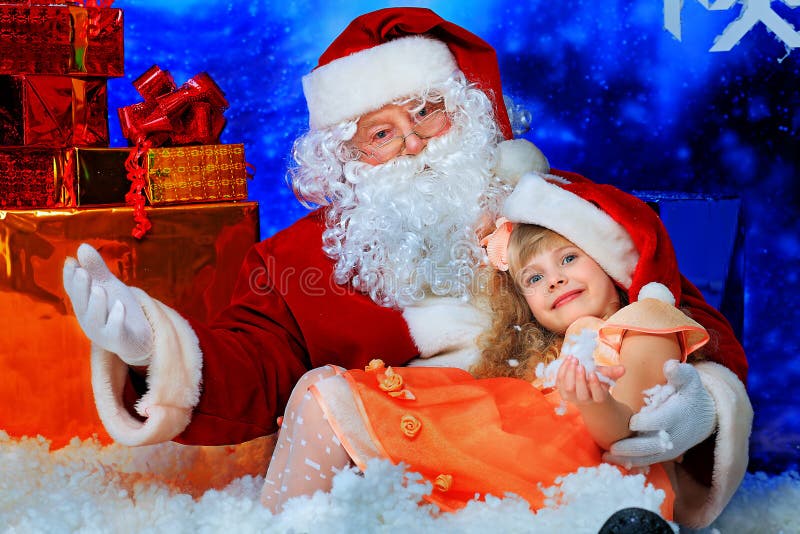 Talking to santa stock photo. Image of glasses, season - 12242130