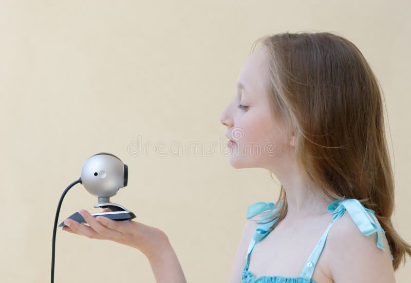 Talking to web camera stock image. Image of child, beauty - 2286827