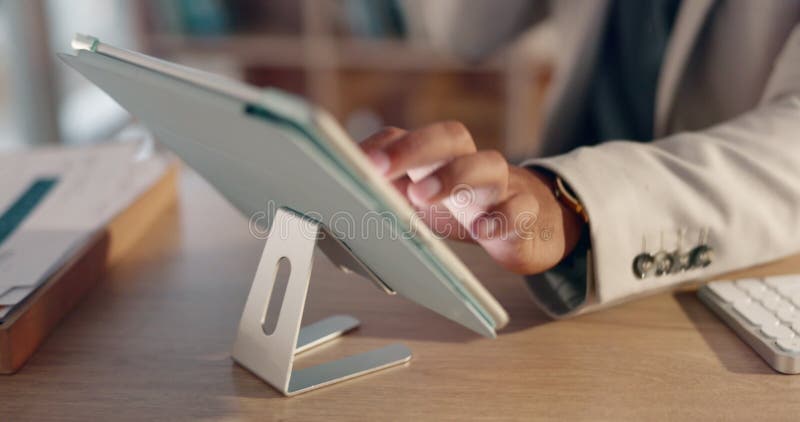 Talking, Typing and a Businessman on a Phone Call with a Tablet in an ...