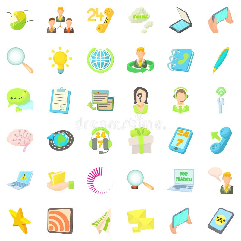 Talking Icons Set, Cartoon Style Stock Vector - Illustration of green ...