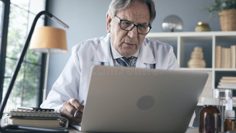 Talking by Video Call on Computer Stock Image - Image of care, health ...
