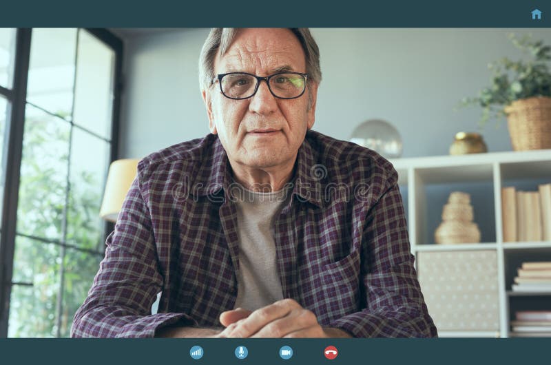 Talking by Video Call on Computer Stock Photo - Image of conference ...