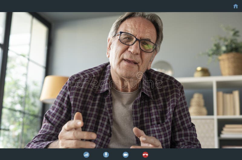 Talking by Video Call on Computer Stock Photo - Image of meeting ...