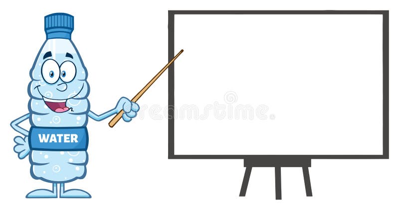 Talking Water Plastic Bottle Cartoon Mascot Character Using a Pointer ...