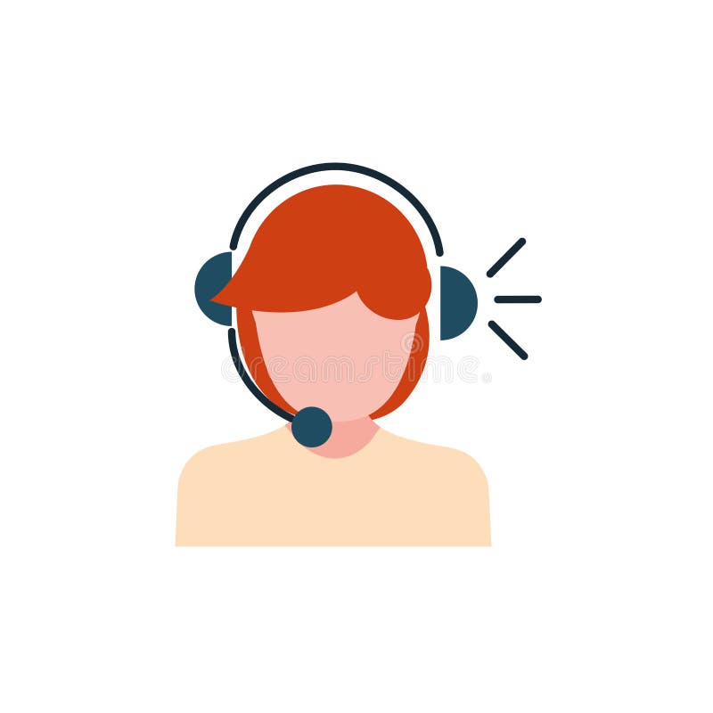 Talking Woman Call Center Agent Flat Style Stock Vector - Illustration ...