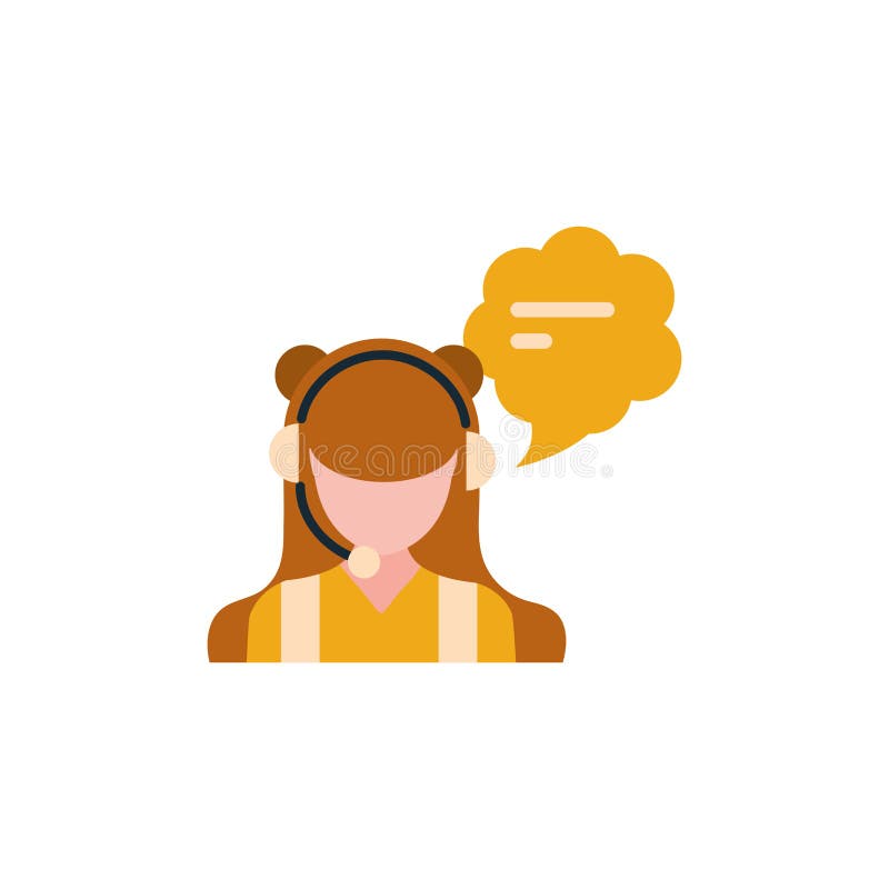 Talking Woman Call Center Agent Flat Style Stock Vector - Illustration ...