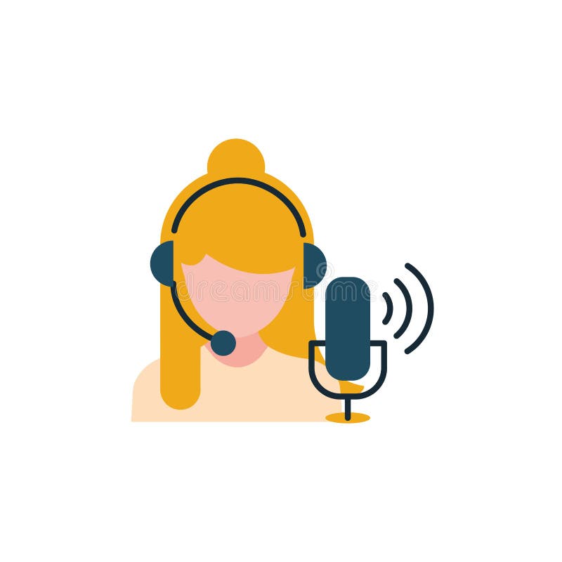 Talking Woman Call Center Agent Flat Style Stock Vector - Illustration ...