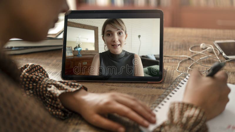 Talking and Working on the Computer Stock Photo - Image of education ...