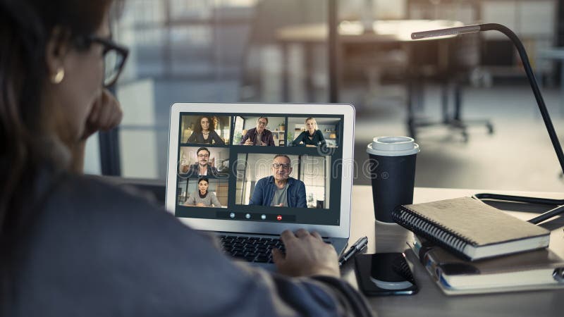 Talking and Working on Video Calling Stock Image - Image of digital ...