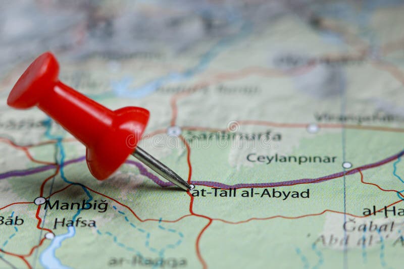 At Tall Al Abyad, Syria Pin on Map Stock Image - Image of explore, asad ...
