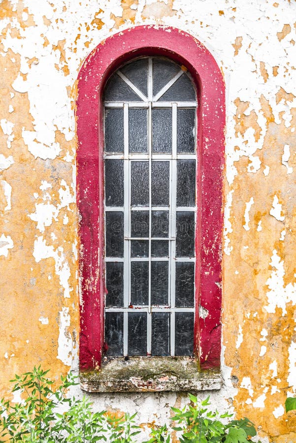 Tall, Arch Shaped Ancient Window Stock Image - Image of glass, greek ...
