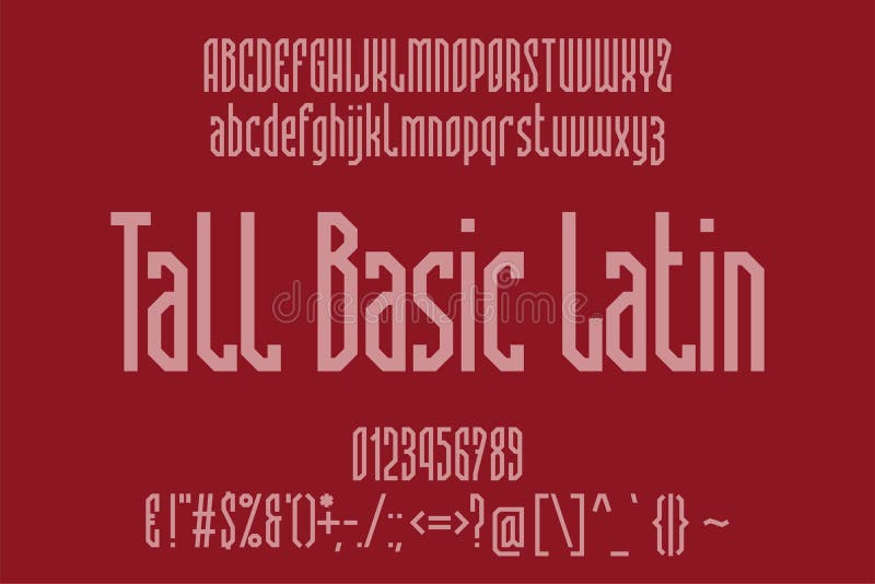 Tall Basic Latin Display Font. Stylish Typeface with Uppercase and ...