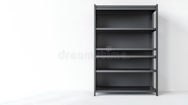 A Tall Black Bookcase with Five Shelves Stock Illustration ...