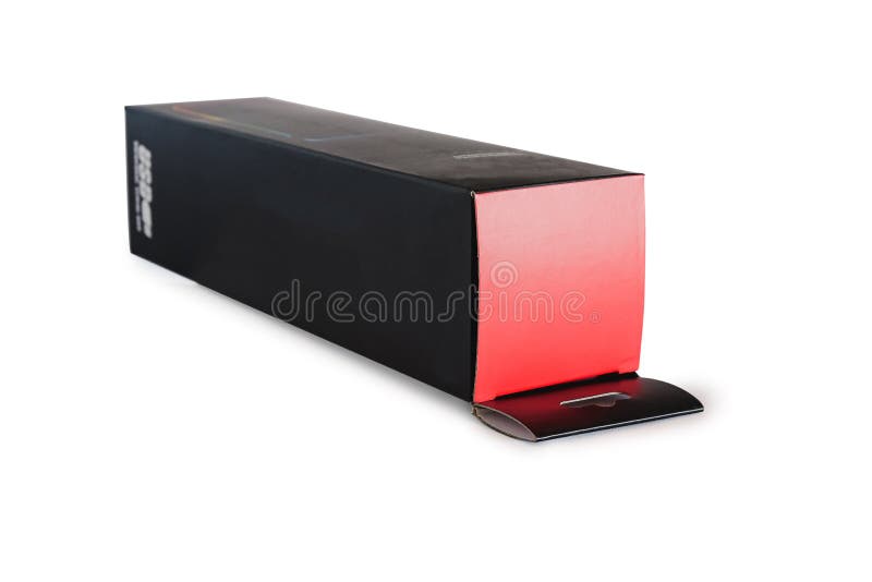Tall Black Box Design for Packaging Mock on White Stock Photo - Image ...