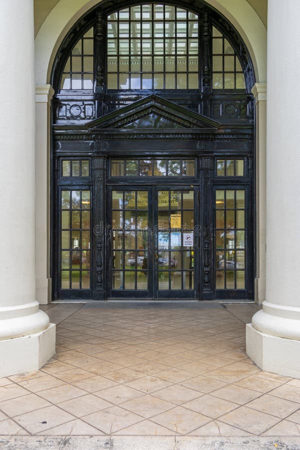 Tall Black Doors with Windows at the Entrance of the Hawaii State ...
