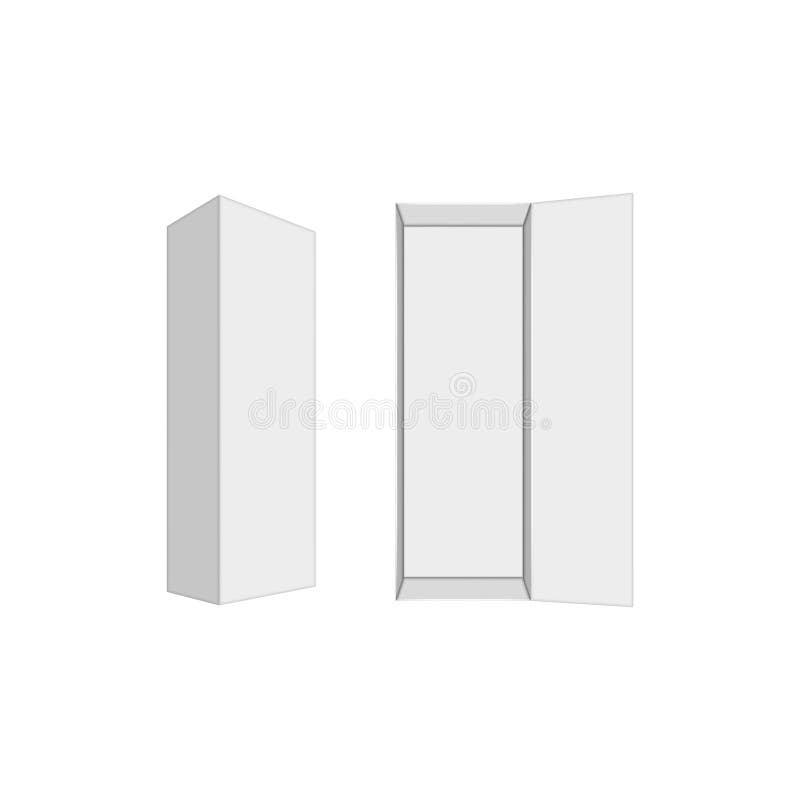 Tall Blank Cardboard Box Package 3d Vector Mockup for Bottle Packaging ...