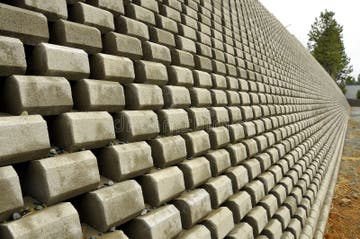 Tall Blocked Retaining Wall Stock Photo - Image of concrete, colourful ...
