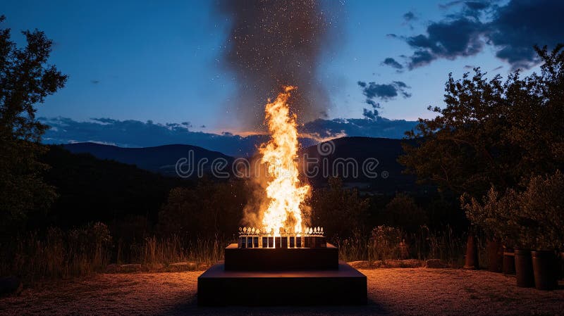 Bonfire Sparks Sunset Hills Stock Photos - Free & Royalty-Free Stock ...
