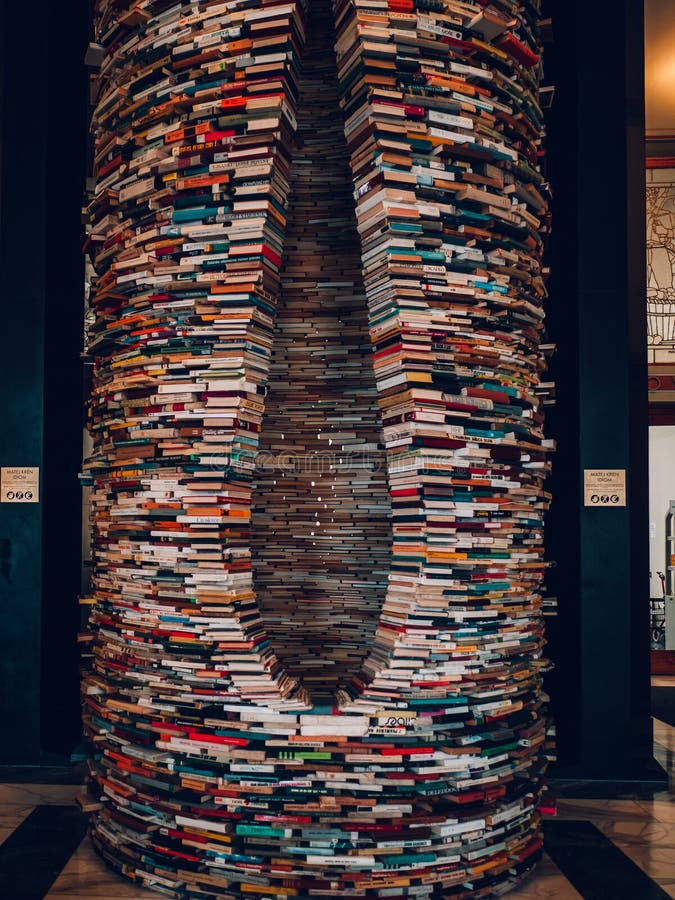 A Tall Book Tower in Prague Editorial Photography - Image of creative ...
