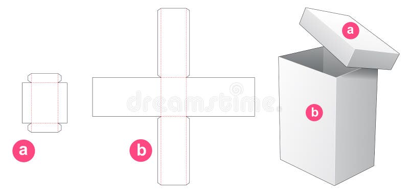 Tall Box and Lid Packaging Die Cut Template Stock Vector - Illustration ...