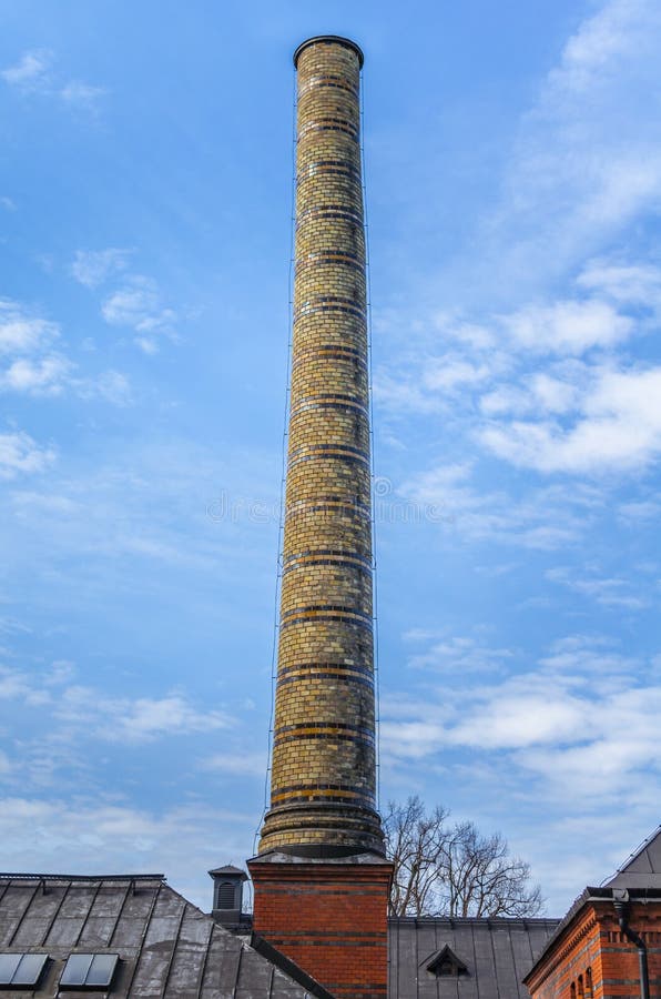 Tall Brick Chimney in Old Factory Stock Photo - Image of coal, energy ...