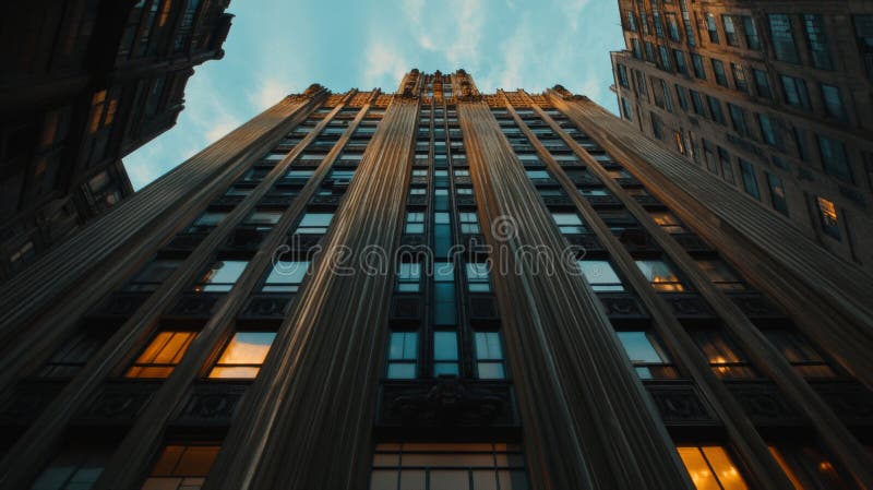 Tall Brown Skyscraper at Sunset, City Architecture Stock Illustration ...