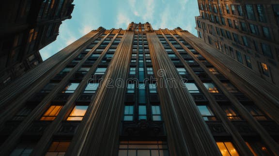 Tall Brown Skyscraper at Sunset, City Architecture Stock Illustration ...