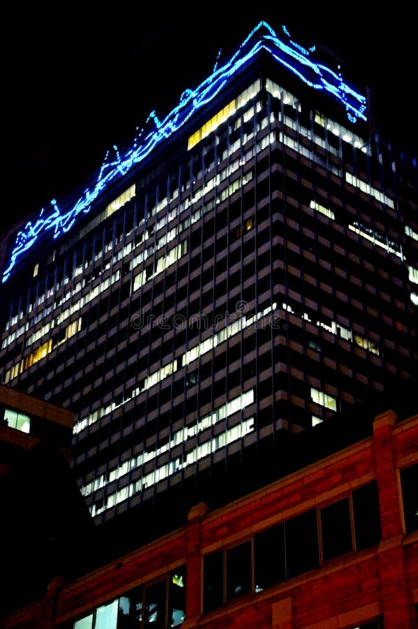 A Tall Building with an Abstract Display of Light. Stock Image - Image ...