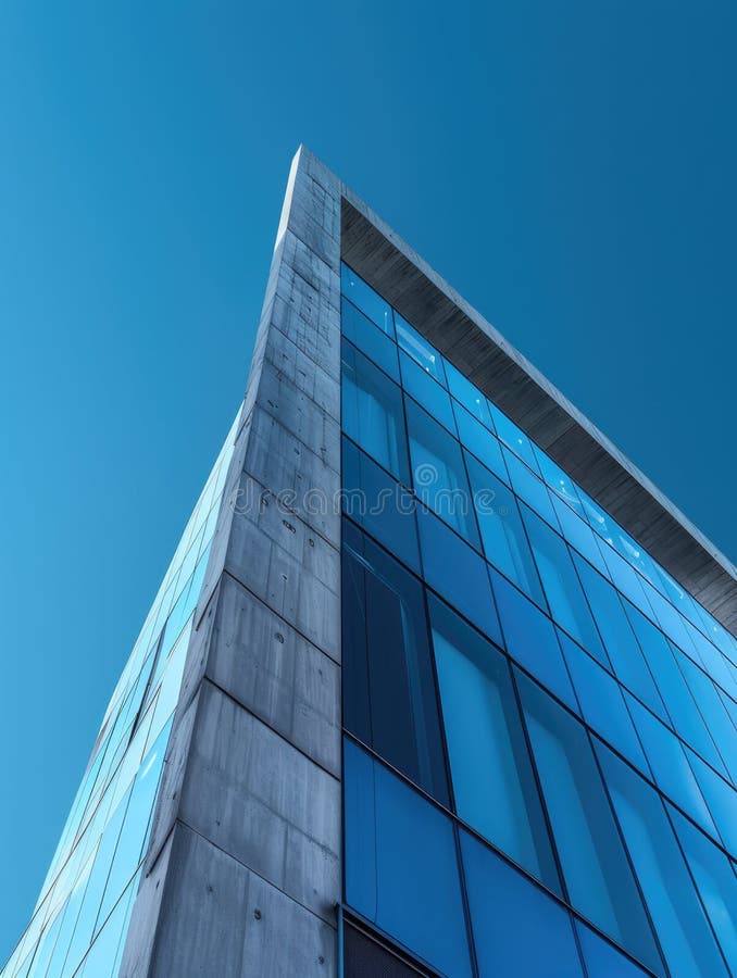 Tall Building with a Blue Tint and a Blue Sky in the Background Stock ...